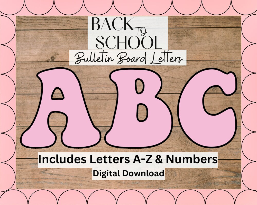 Back to School Bulletin Board Letters, Bulletin Board Letters, Groovy ...