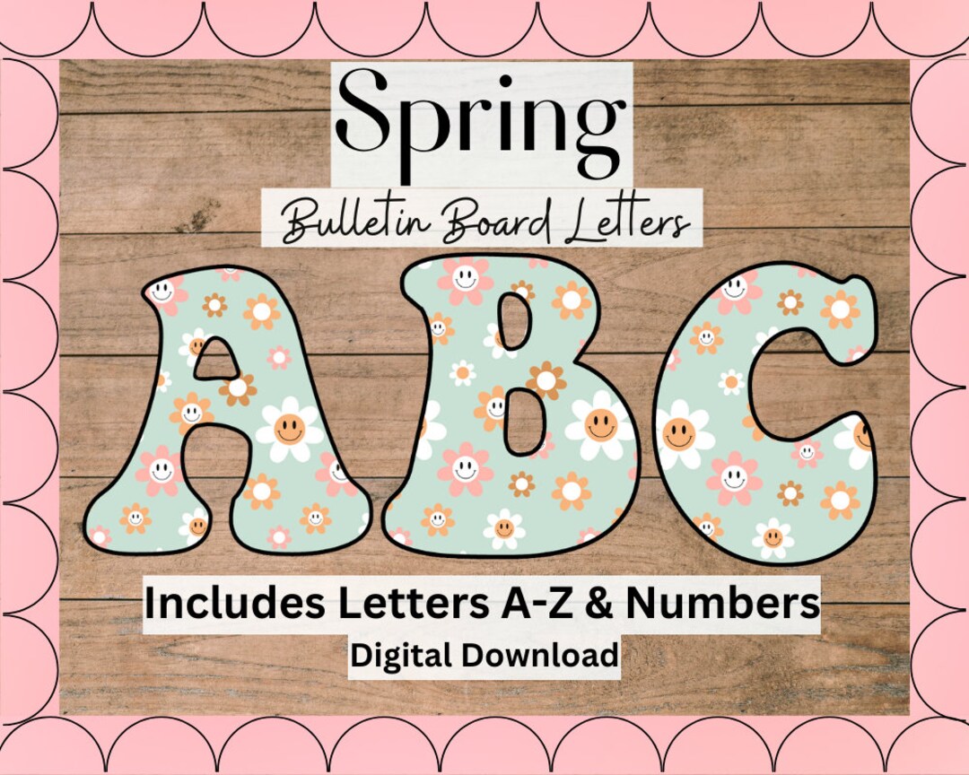 Back to School Bulletin Board Letters, Bulletin Board Letters, Groovy ...