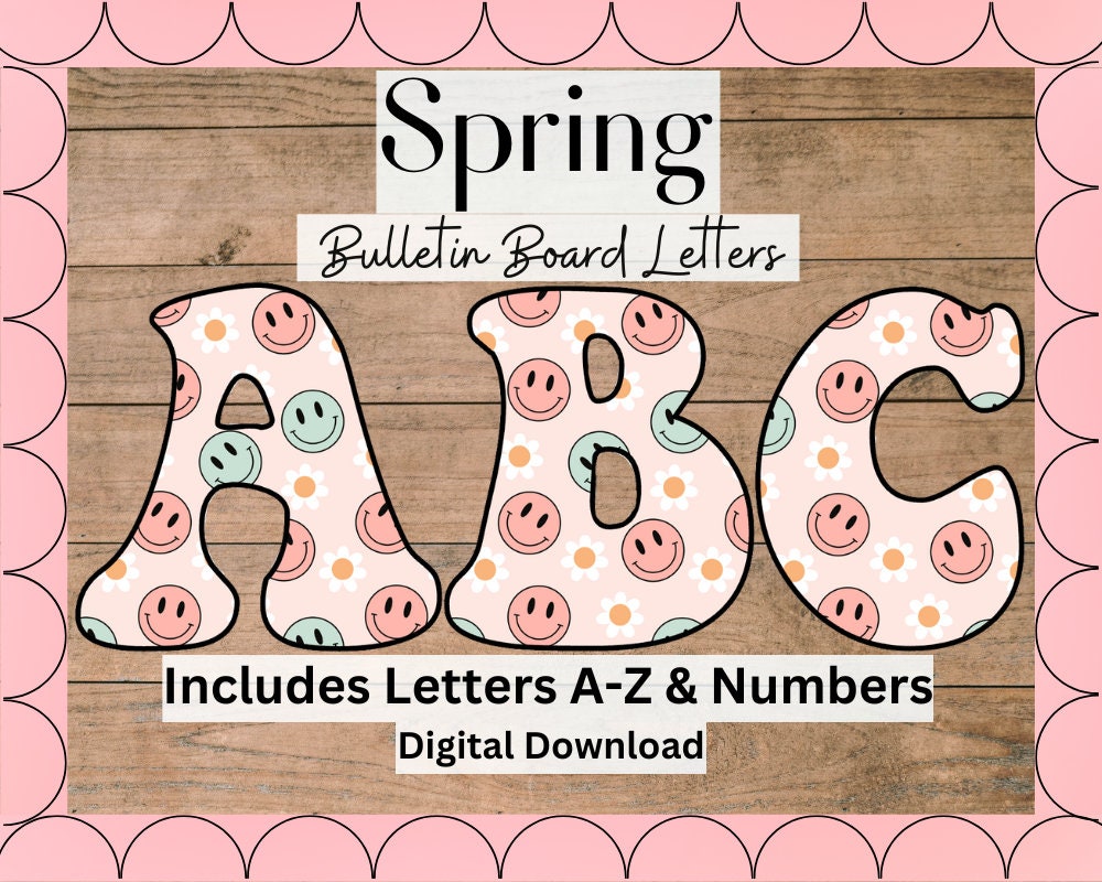 Back to School Bulletin Board Letters, Bulletin Board Letters, Groovy ...