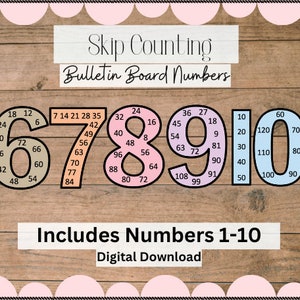 Neutral Skip Counting Numbers, Skip Counting Bulletin Board Numbers ...