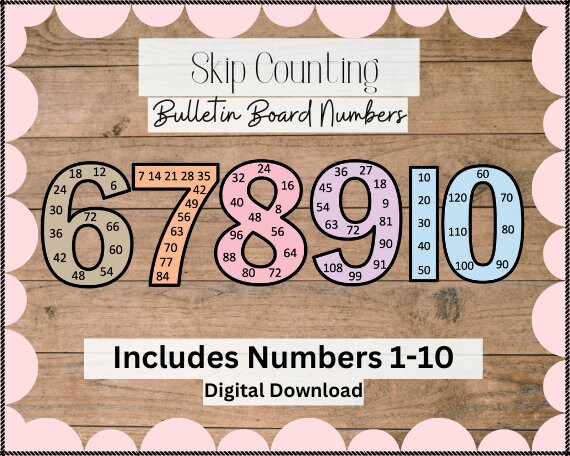 Neutral Skip Counting Numbers Skip Counting Bulletin Board - Etsy