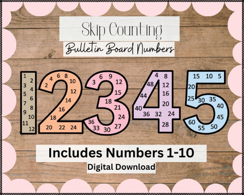 Neutral Skip Counting Numbers, Skip Counting Bulletin Board Numbers ...