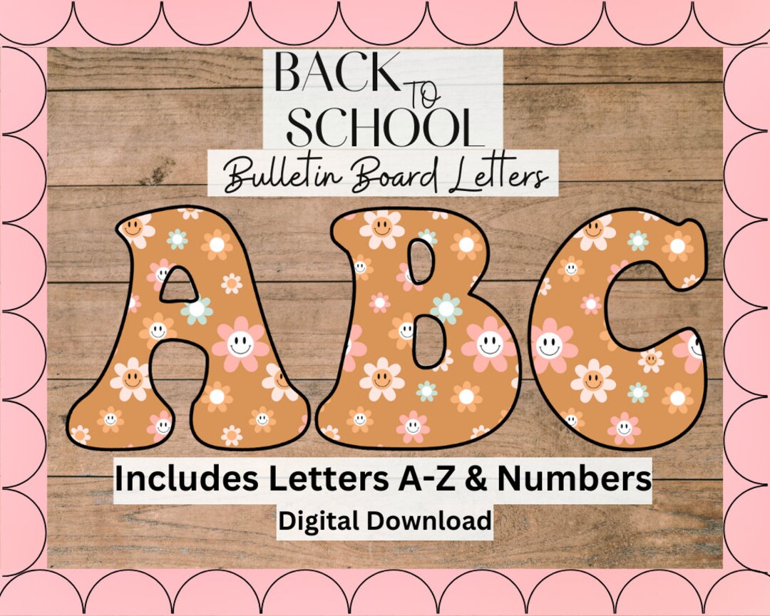 Back to School Bulletin Board Letters, Smiley Face Flower Bulletin ...