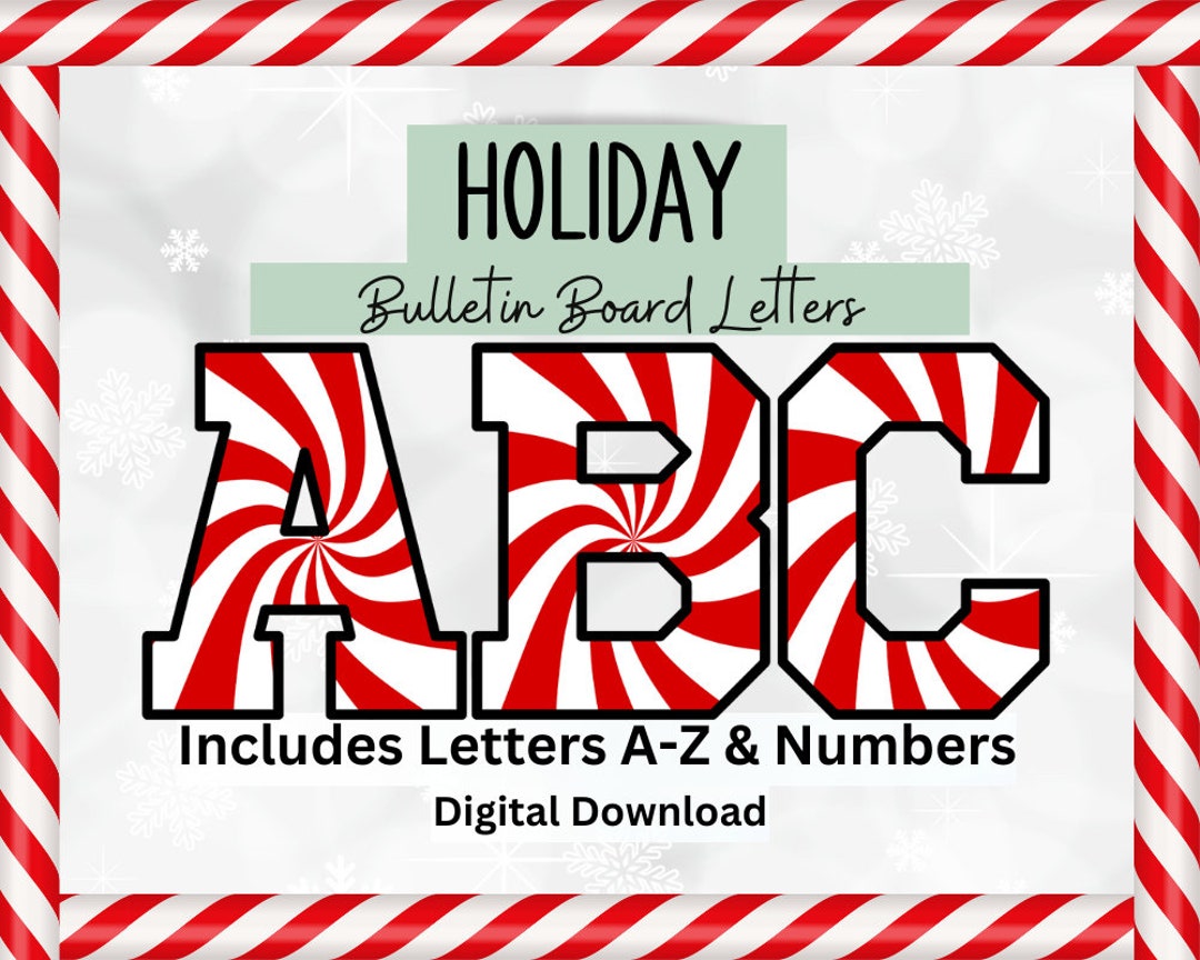 Candy Cane Letters, Christmas Letters, Christmas Bulletin Board Letters ...