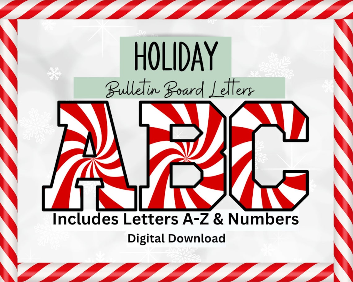 Candy Cane Letters, Christmas Letters, Christmas Bulletin Board Letters ...
