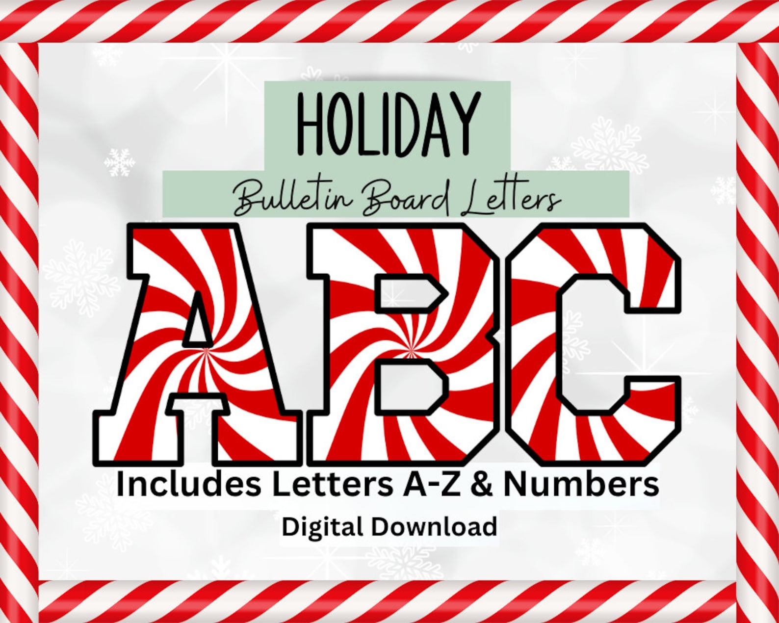 Candy Cane Letters, Christmas Letters, Christmas Bulletin Board Letters ...