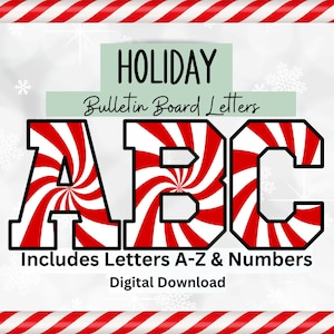 Candy Cane Letters, Christmas Letters, Christmas Bulletin Board Letters ...