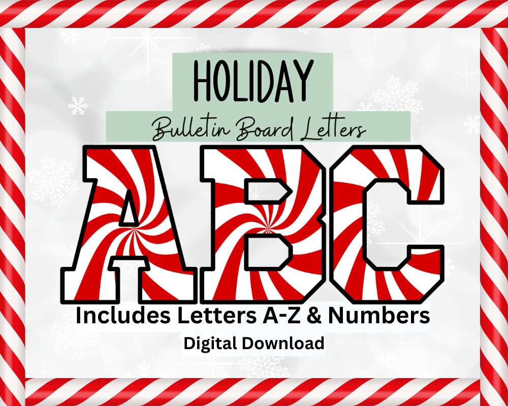 Candy Cane Letters, Christmas Letters, Christmas Bulletin Board Letters ...