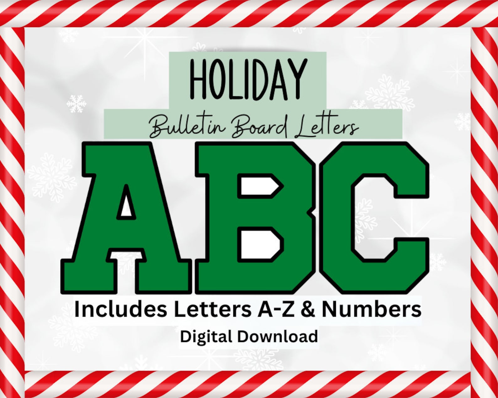 Candy Cane Letters, Christmas Letters, Christmas Bulletin Board Letters ...