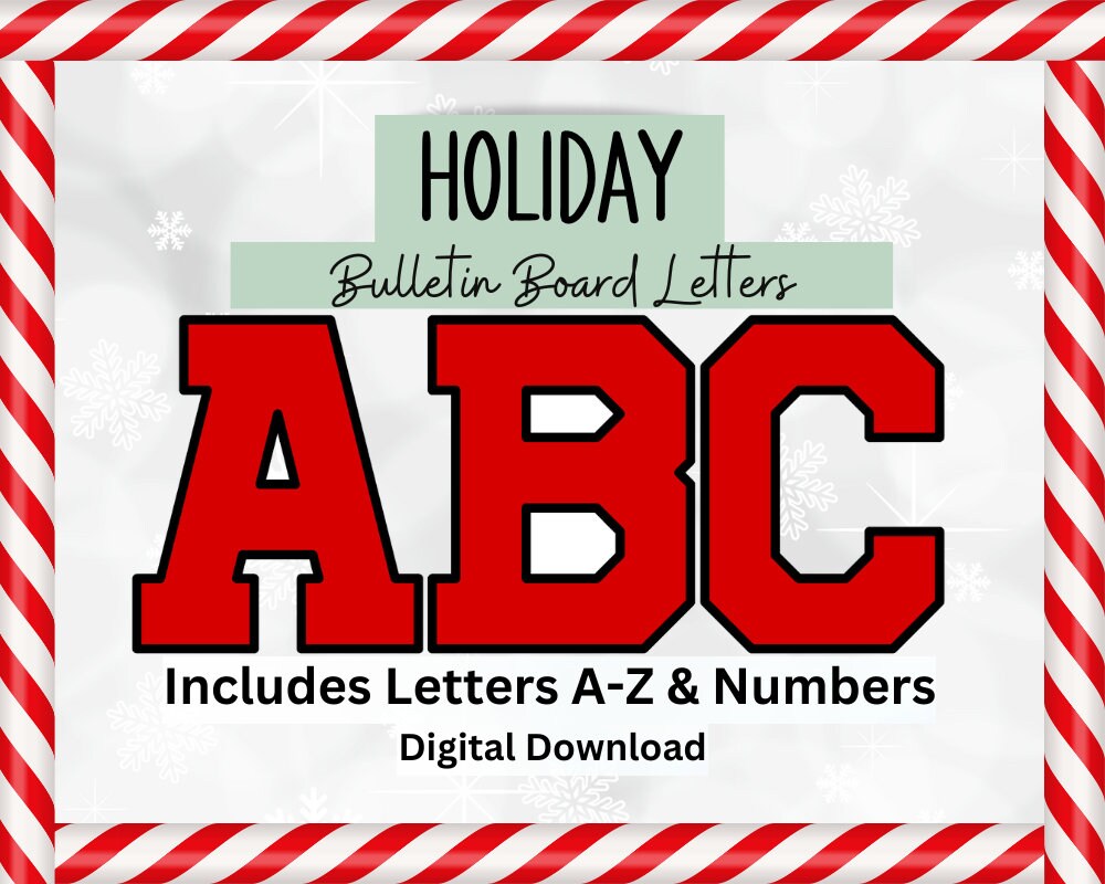 Candy Cane Letters, Christmas Letters, Christmas Bulletin Board Letters ...
