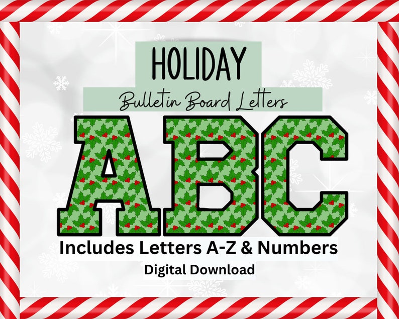 Christmas Bulletin Board Letters, Holiday Letters, Holiday Classroom ...