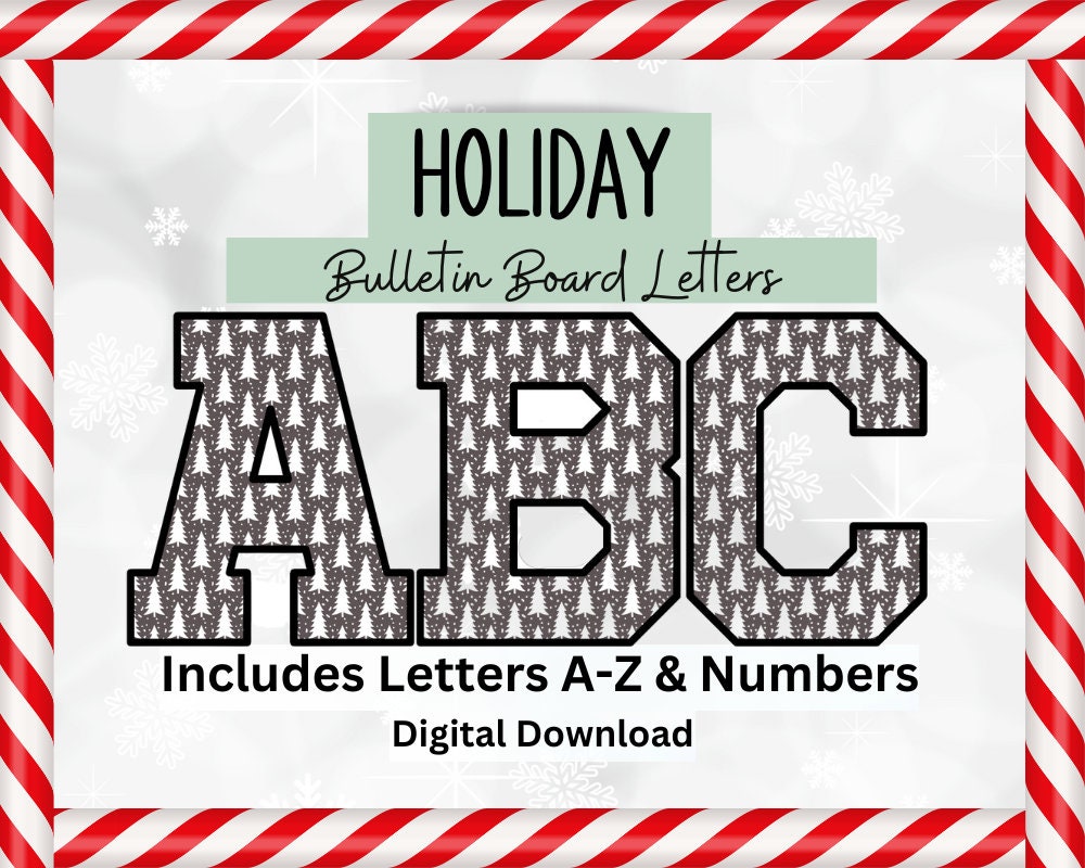 Winter Bulletin Board Letters, Christmas ABC Letters, Bulletin Board ...