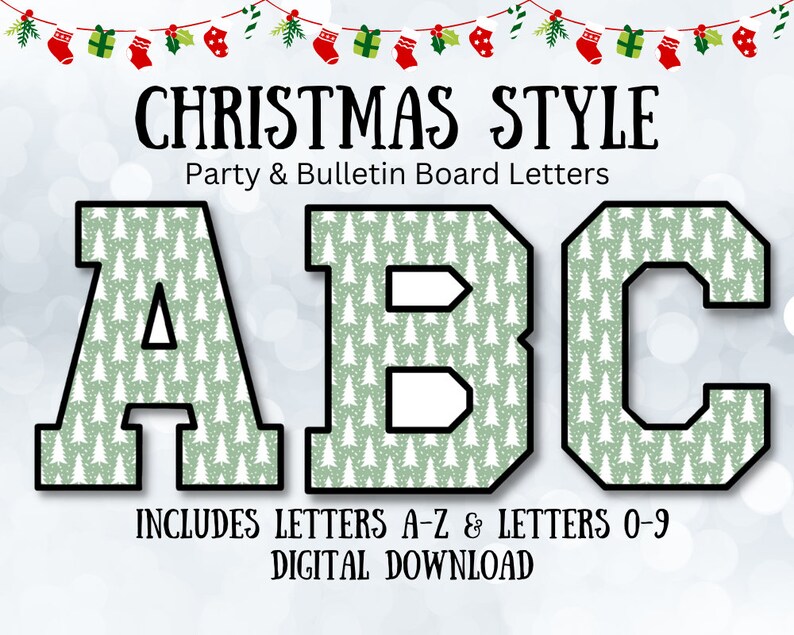 Winter Bulletin Board Letters Christmas ABC Letters Bulletin - Etsy