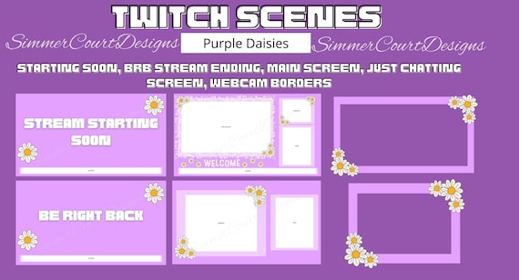 Purple Daisy Twitch Scenes and Webcam Overlays 5 Static - Etsy