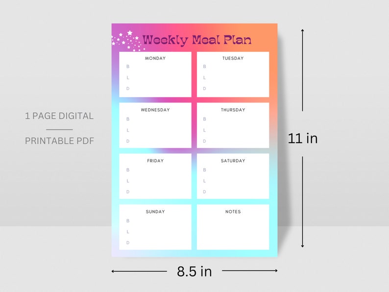 Weekly Meal Planner Printable Editable Canva Template Digital Download ...
