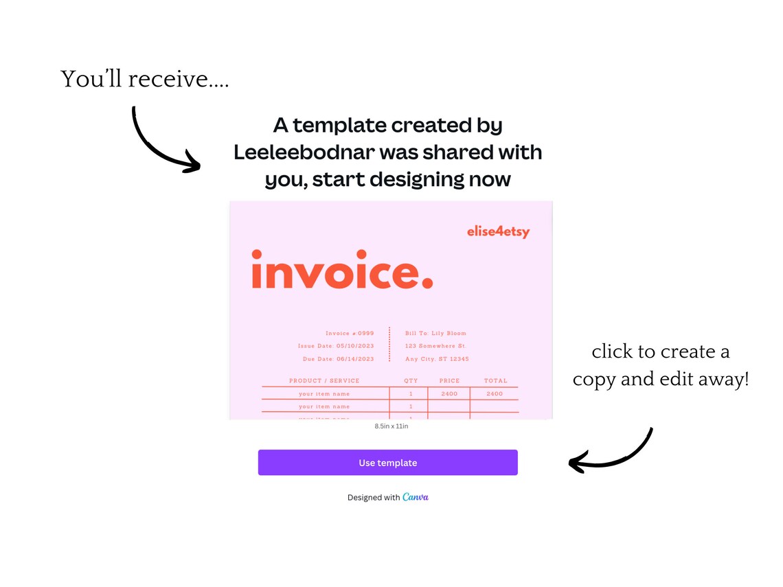 INVOICE TEMPLATE | Invoice Template Canva | Invoice Template Small ...