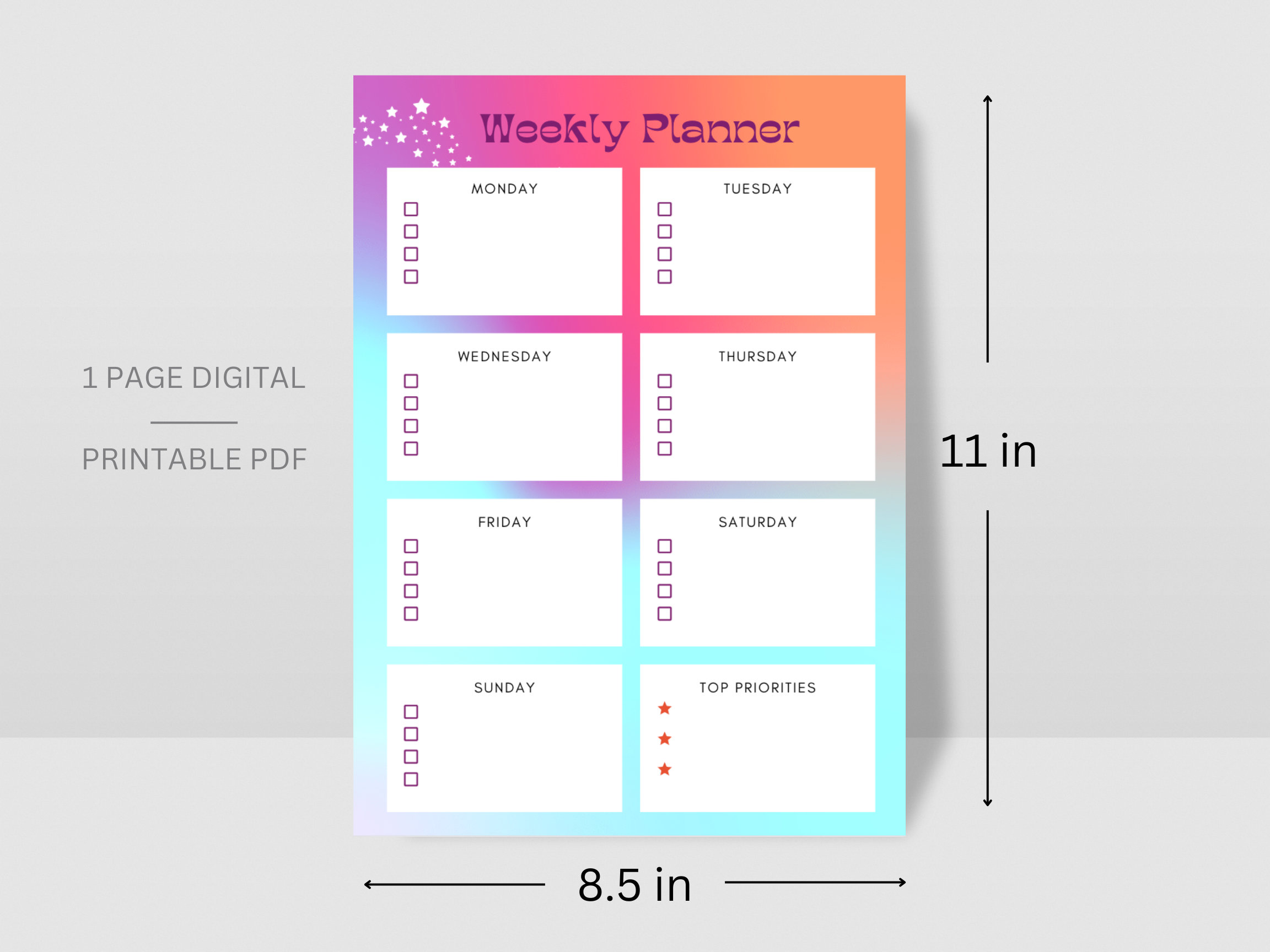 Weekly Planner Printable | 8.5 X 11 Weekly Planner| Canva Template ...