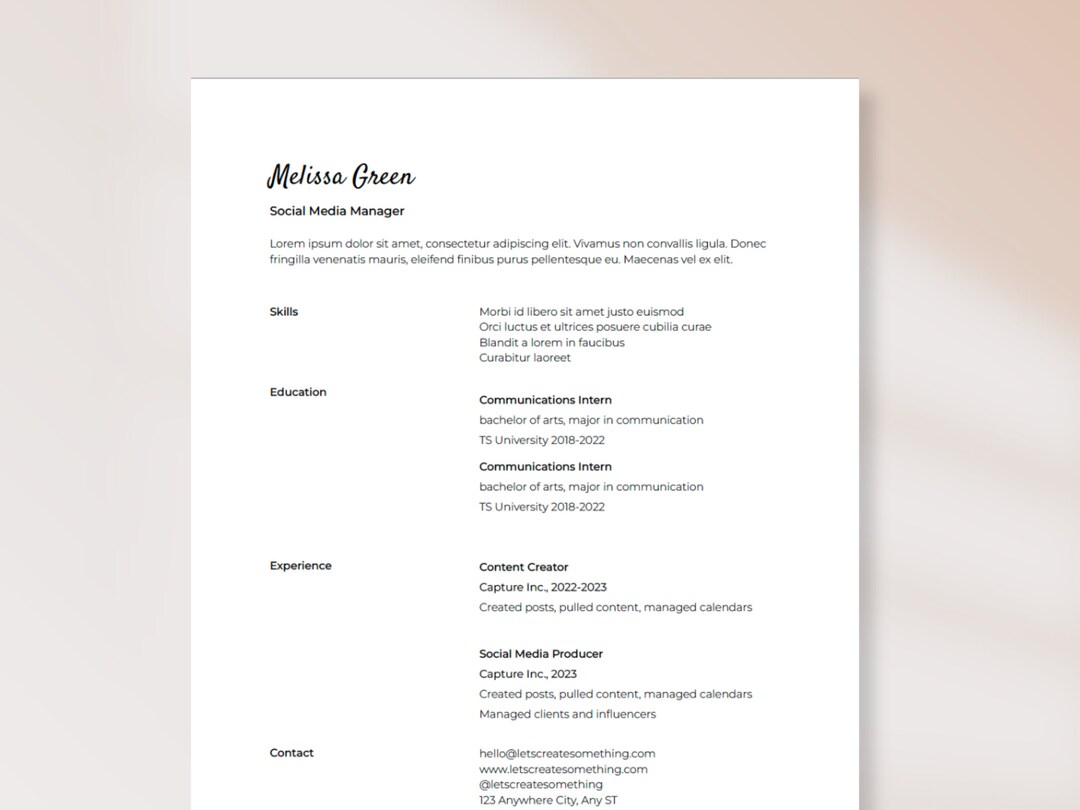 Resume Template Google Docs, Simple Resume Template, Resume Template ...