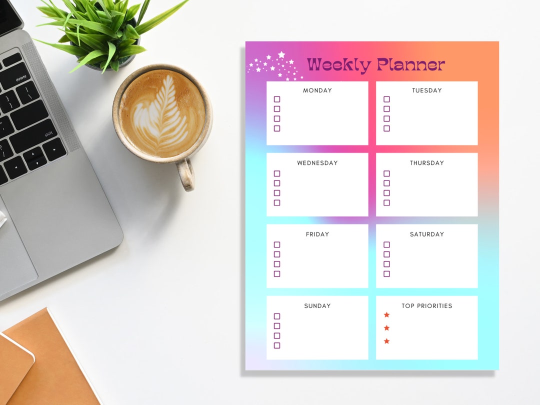 Weekly Planner Printable | 8.5 X 11 Weekly Planner| Canva Template ...