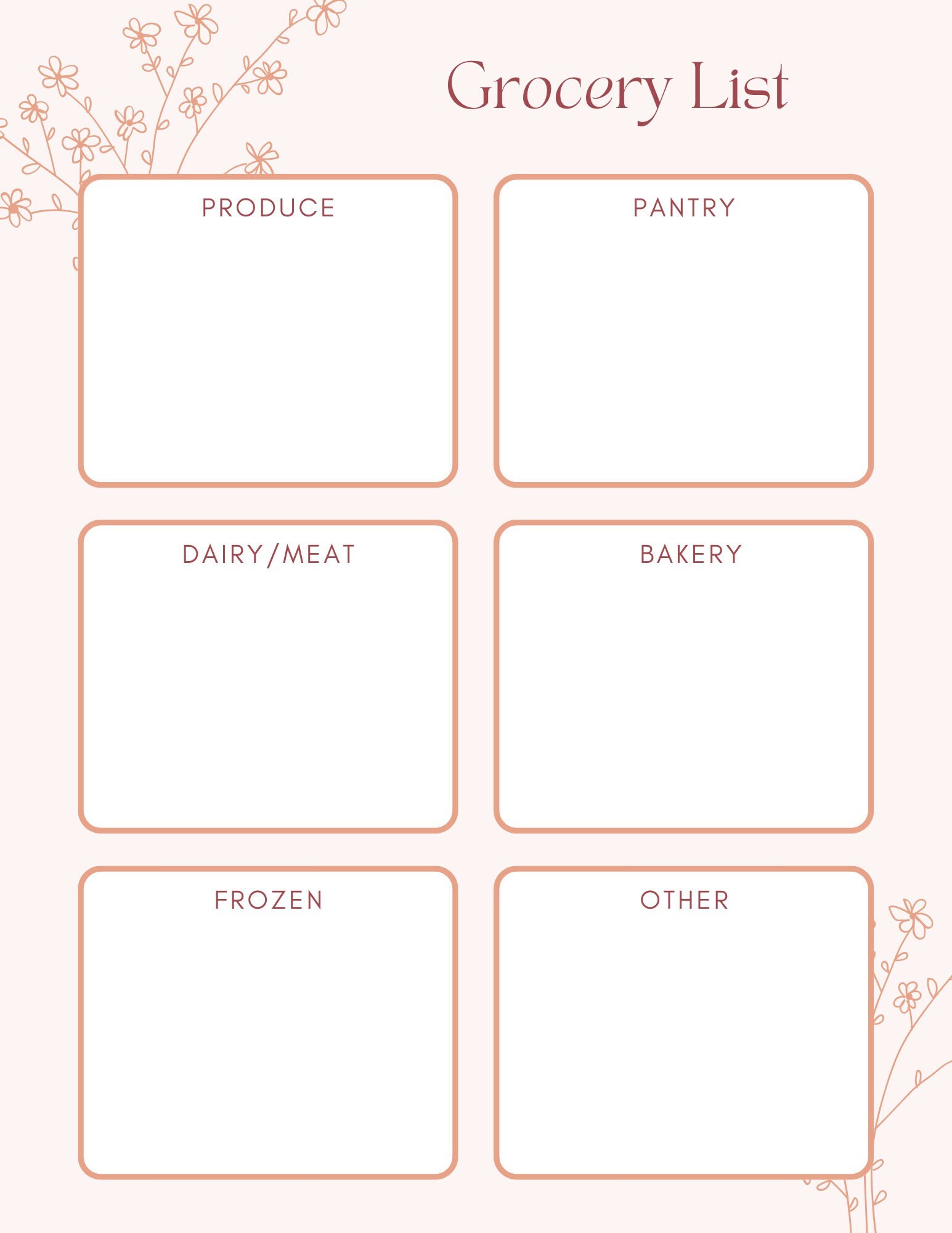 GROCERY LIST PRINTABLE | Editable Canva Template | Digital Download ...