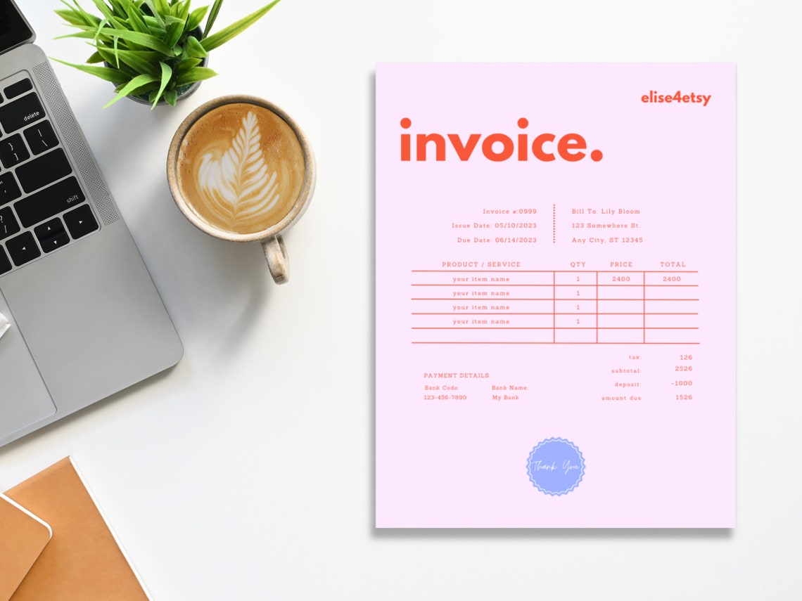 INVOICE TEMPLATE | Invoice Template Canva | Invoice Template Small ...