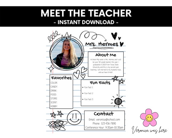 Meet the Teacher Template Meet the Teacher Editable Meet - Etsy