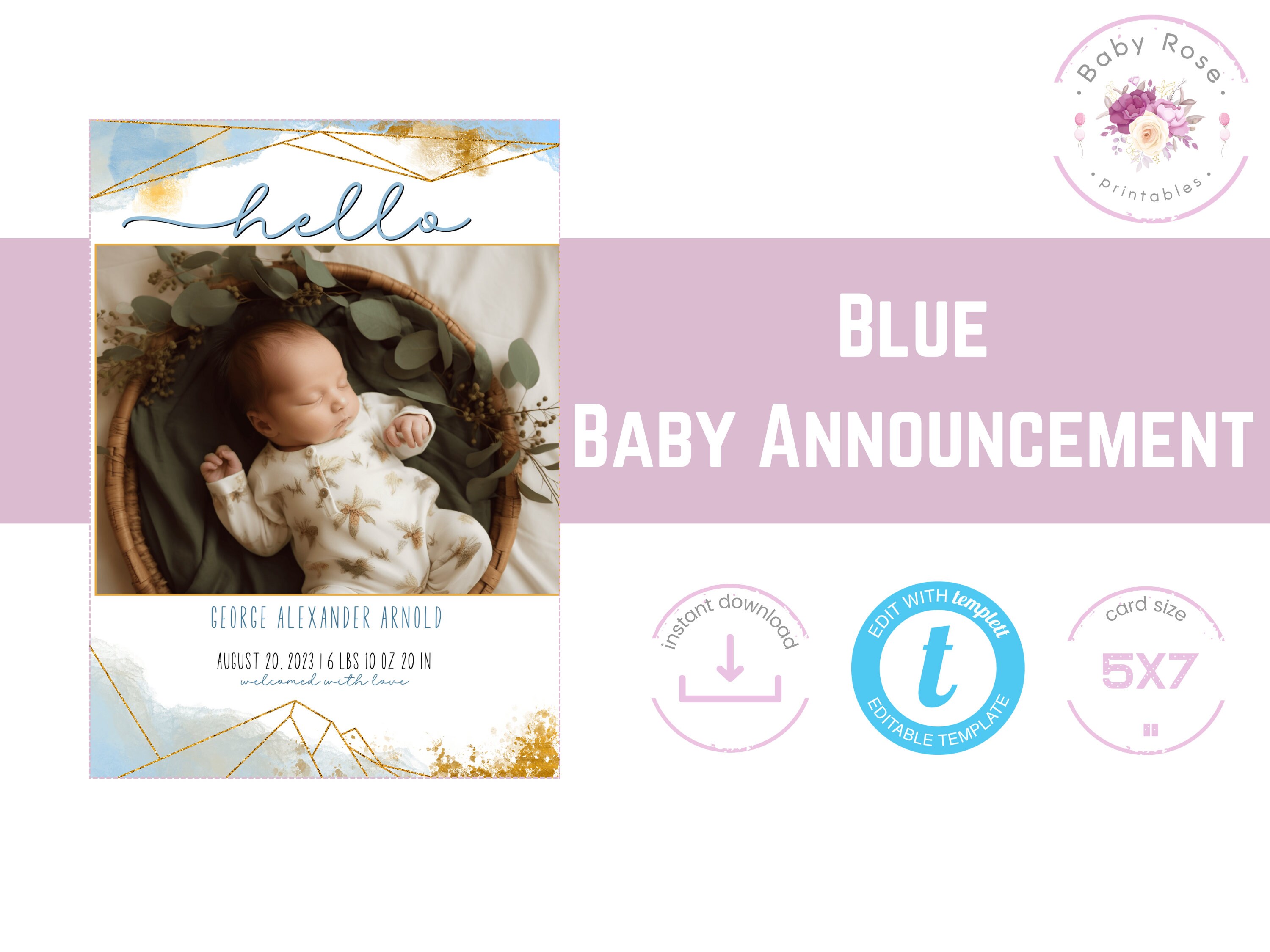 Editable Birth Announcement Template, Newborn Announcement, Newborn ...