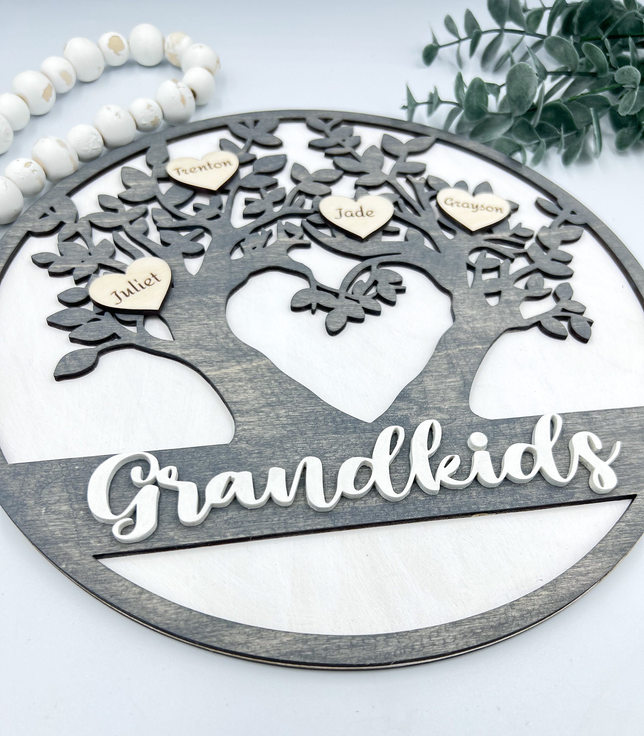 Family Tree Name Sign Engraved 3D Layered Wood Wedding Gift Anniversary ...