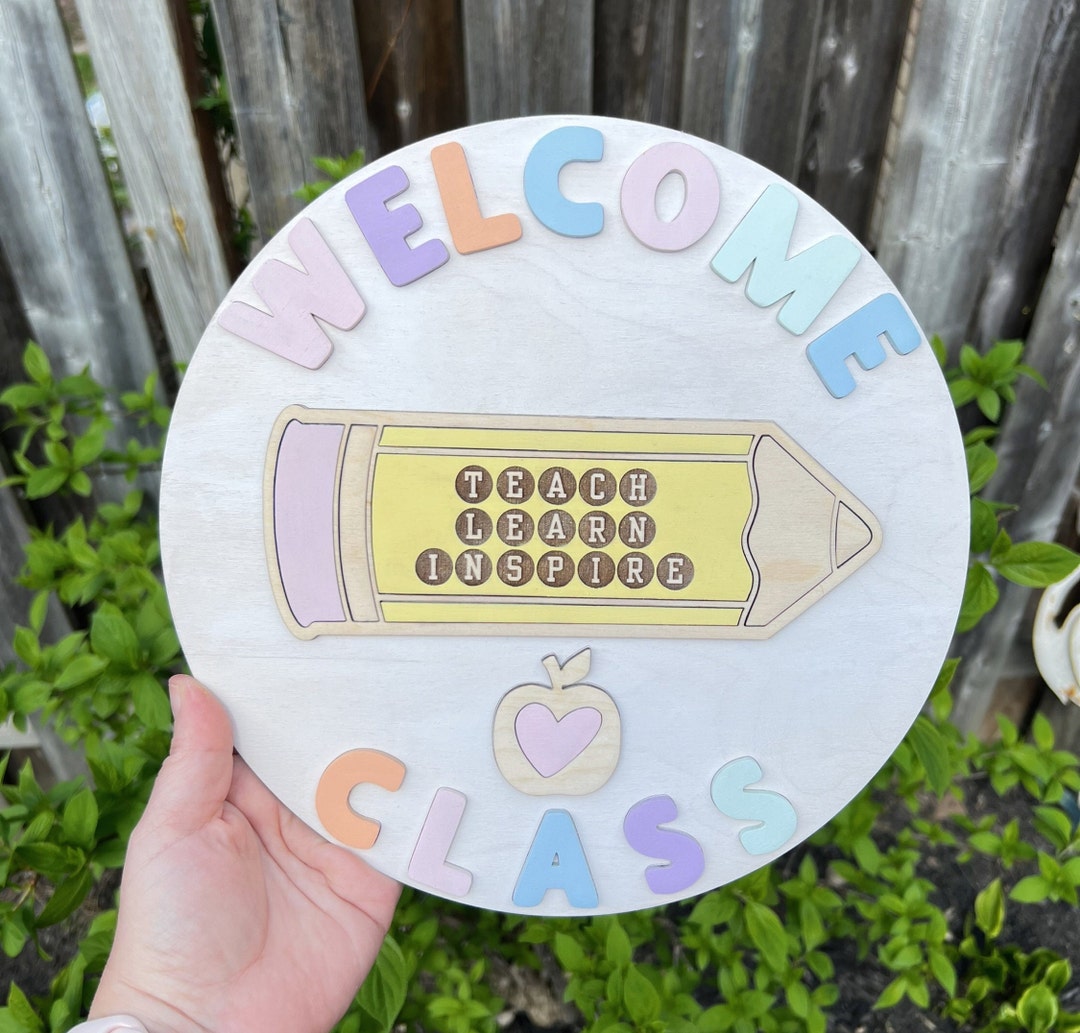 Wood Teacher Welcome Door or Desk Sign Engraved Generic - Etsy