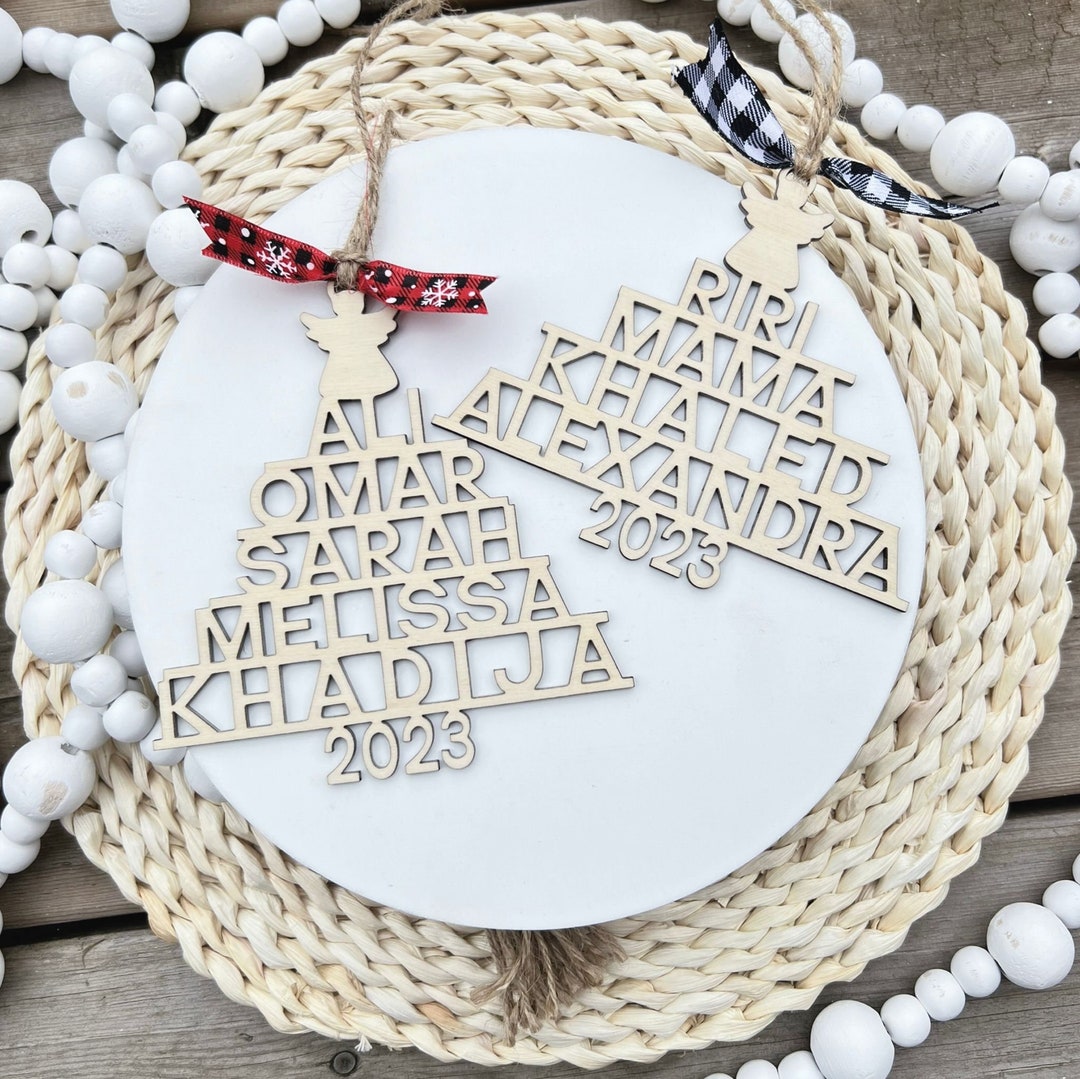 Personalized Name Tree Ornament Angel Topper | Custom Names | Christmas ...