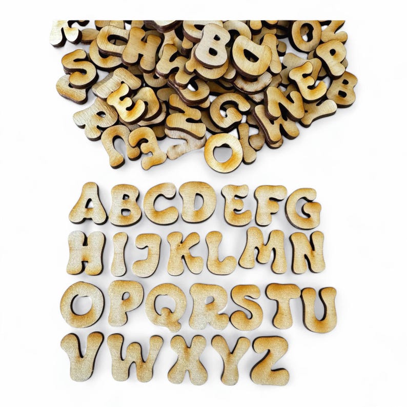150pc Groovy Retro Shape Alphabet Bundle of Mini Unfinished Wood ...