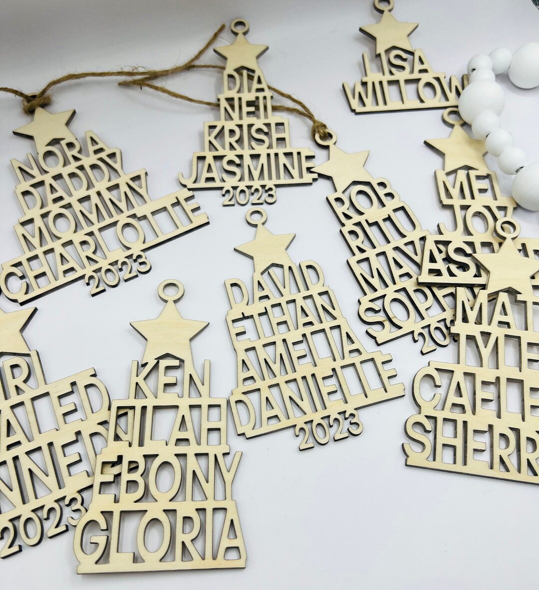 Personalized Name Tree Ornament | Custom Names | Christmas Tree Family ...