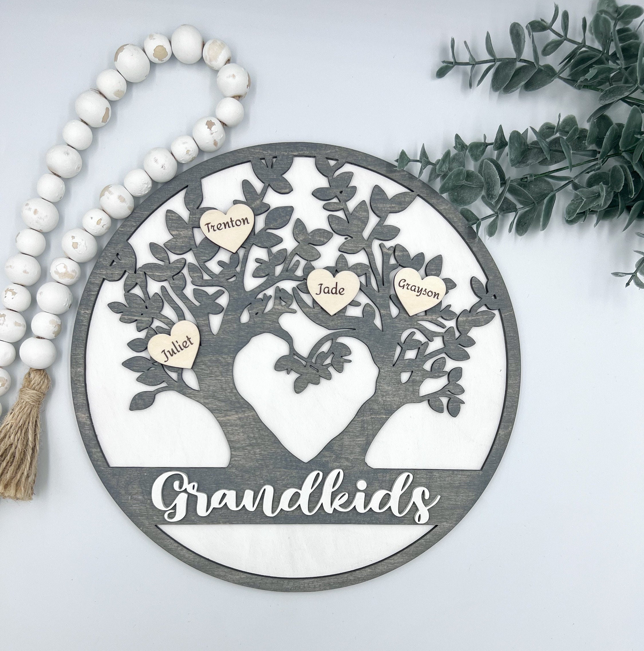 Family Tree Name Sign Engraved 3D Layered Wood Wedding Gift Anniversary ...