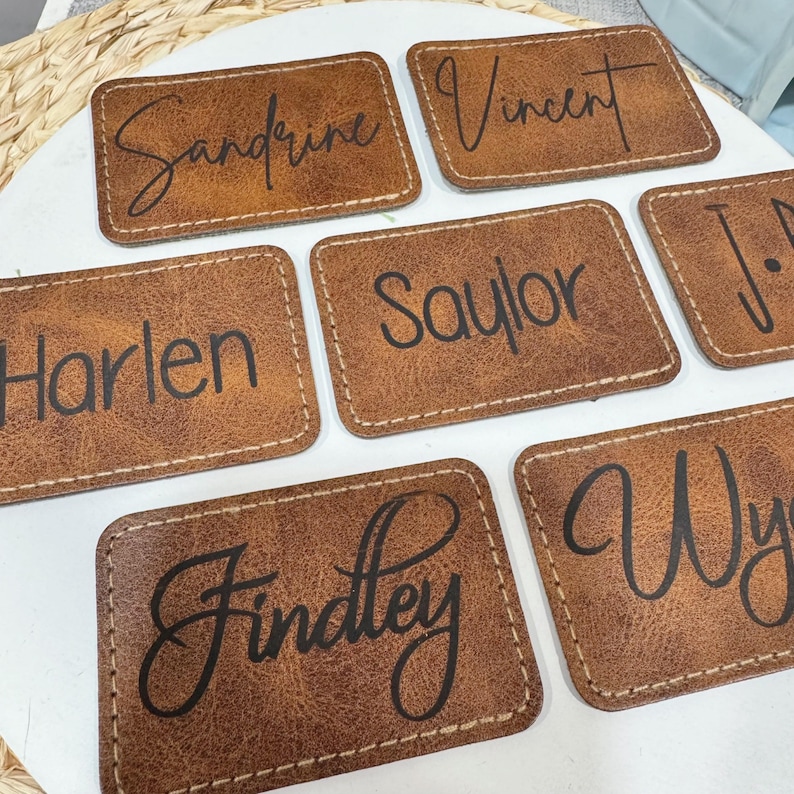 Personalized Engraved IRON-ON Leatherette Patches | Great for Stockings ...