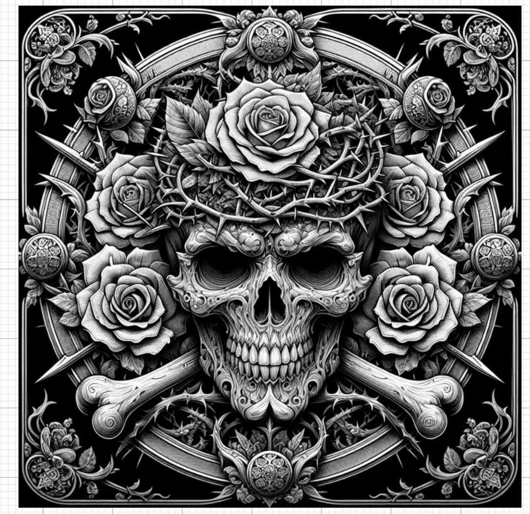 Rose & Thorns Skull - SVG, PNG, JPG - Etsy