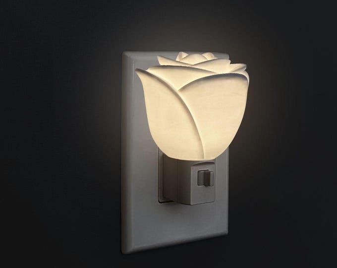 Stained Glass Pink Rose Night Light - Etsy