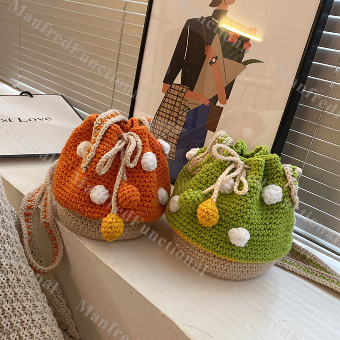 Knitted Mushroom Bag,crochet Coin Purse,handmade Mushroom Backpack ...