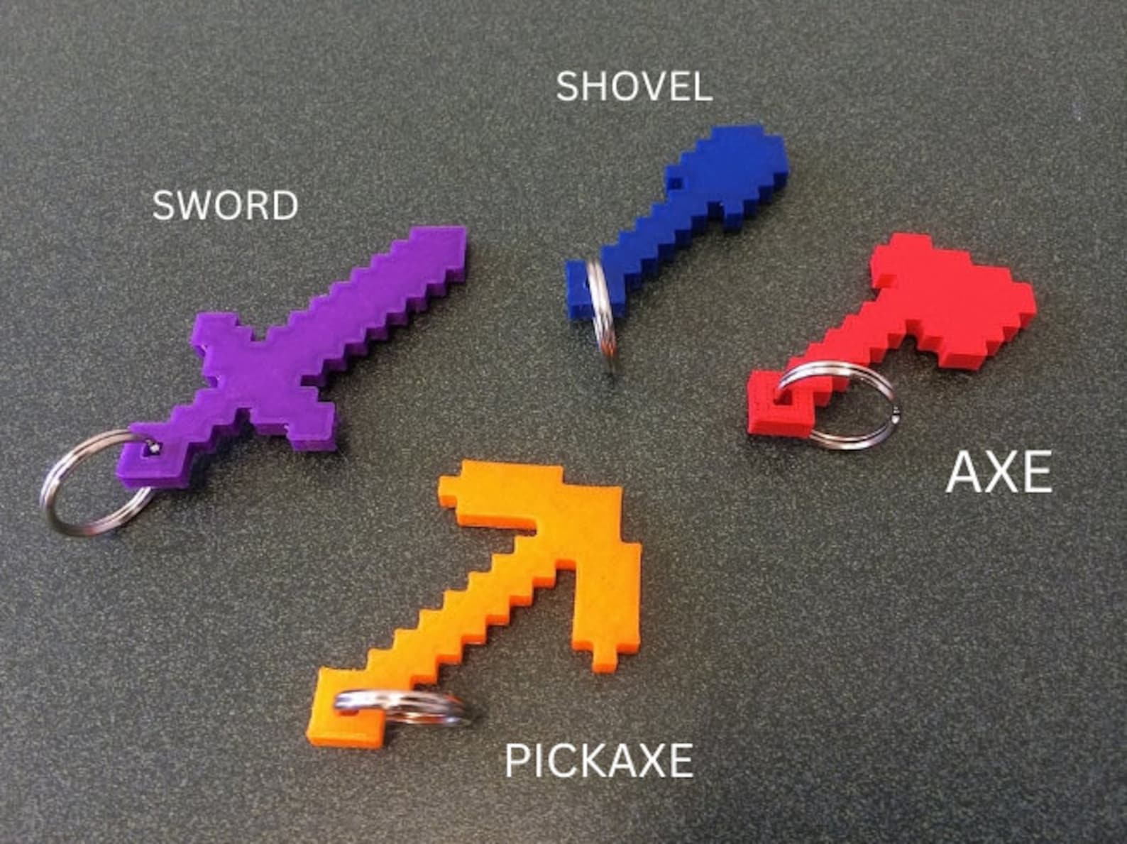 Minecraft Keychain, Minecraft Tools Keychain, Sword - Pickaxe - Axe ...