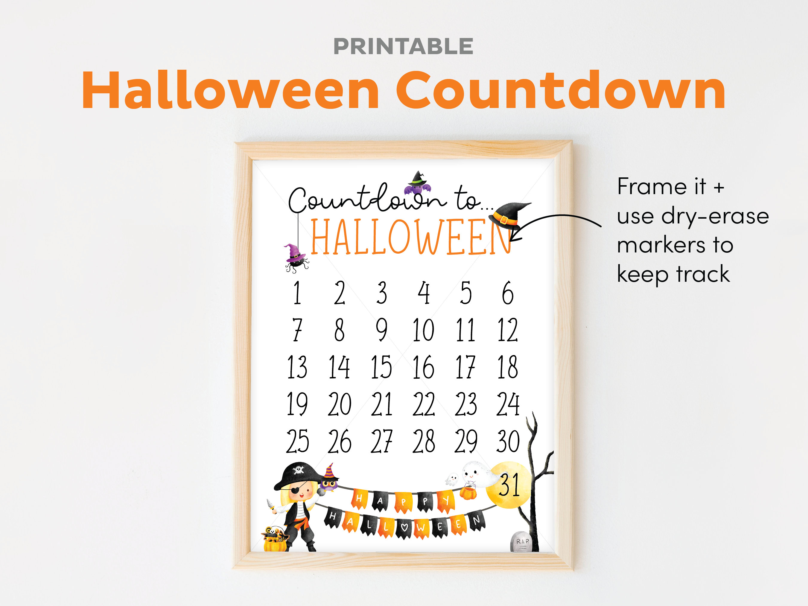 Printable Halloween Countdown for Kids, Fall Decor, Advent Calendar ...