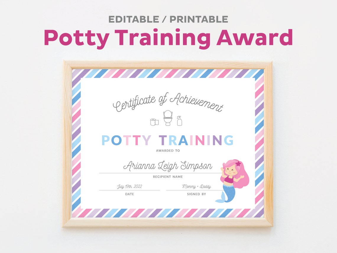 Editable Potty Training Award Certificate Potty Training - Etsy
