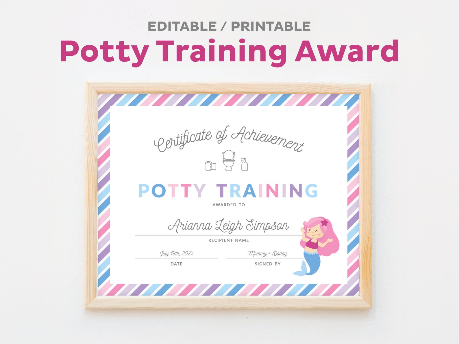 Editable Potty Training Award Certificate, Potty Training Award ...
