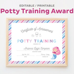 Editable Potty Training Award Certificate, Potty Training Award ...
