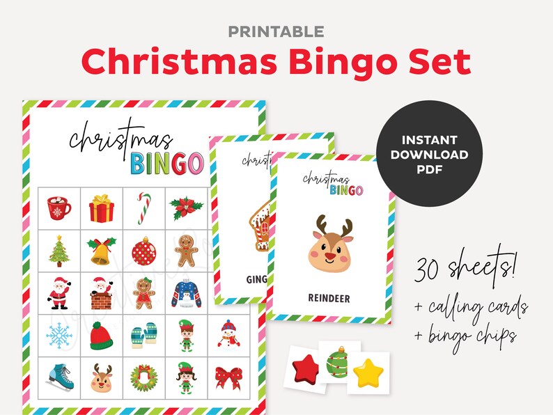 Printable Christmas Bingo for Kids December Christmas - Etsy