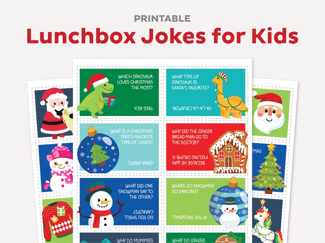 Printable Christmas Lunchbox Jokes for Kids, Funny Lunch Bag Cards ...