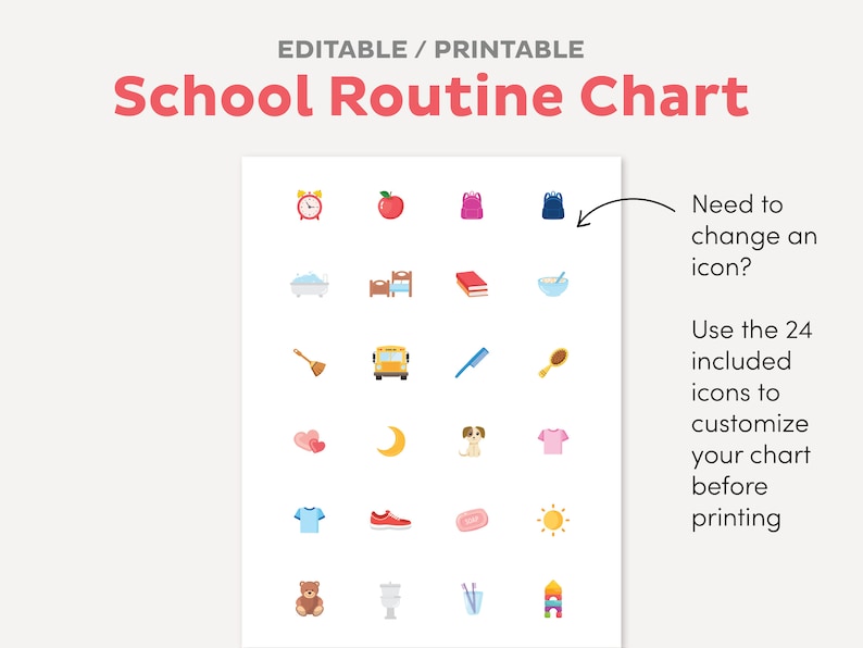 Ready for School Routine Chart for Kids, Morning Routine, Printable ...