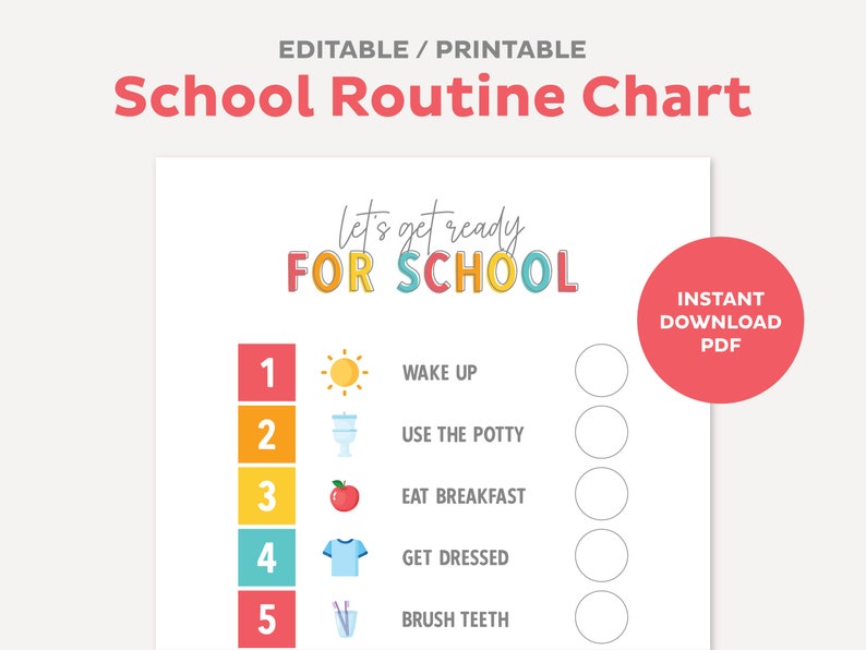 Ready for School Routine Chart for Kids Morning Routine - Etsy Canada