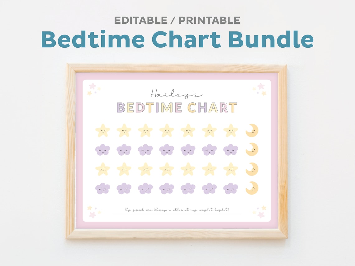Editable Bedtime Printable Bundle Sleep Sticker Chart - Etsy