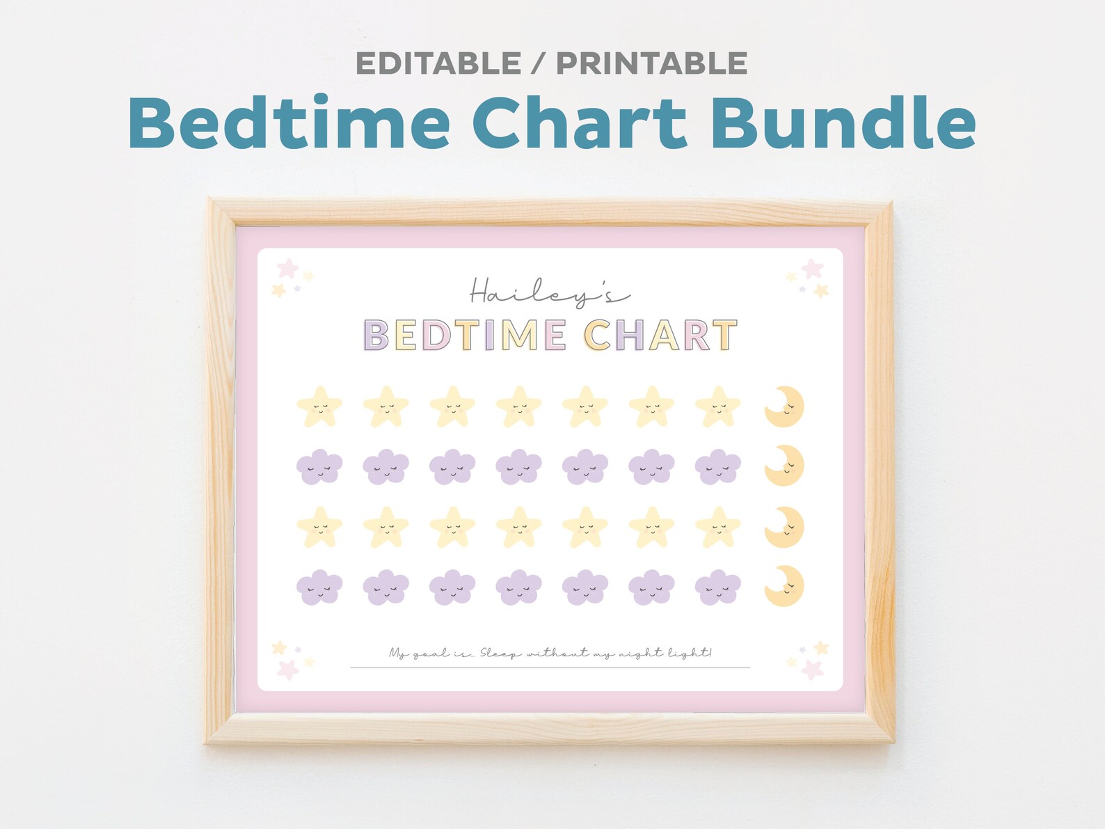 Editable Bedtime Printable Bundle, Sleep Sticker Chart Template, Boys ...