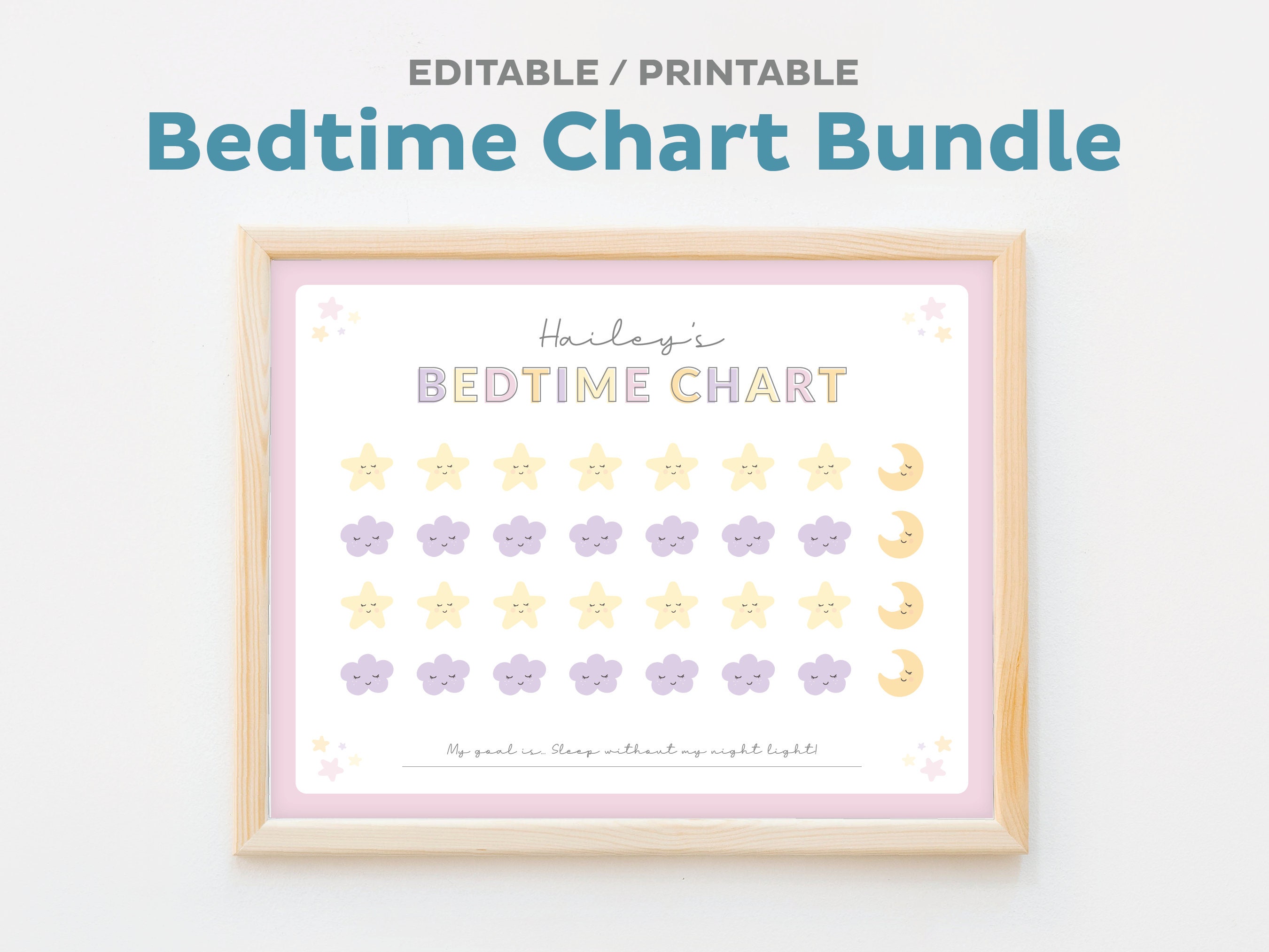 Editable Bedtime Printable Bundle Sleep Sticker Chart - Etsy