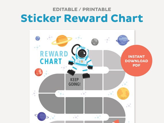 Space Astronaut Reward Chart for Kids Sticker Reward Chart - Etsy